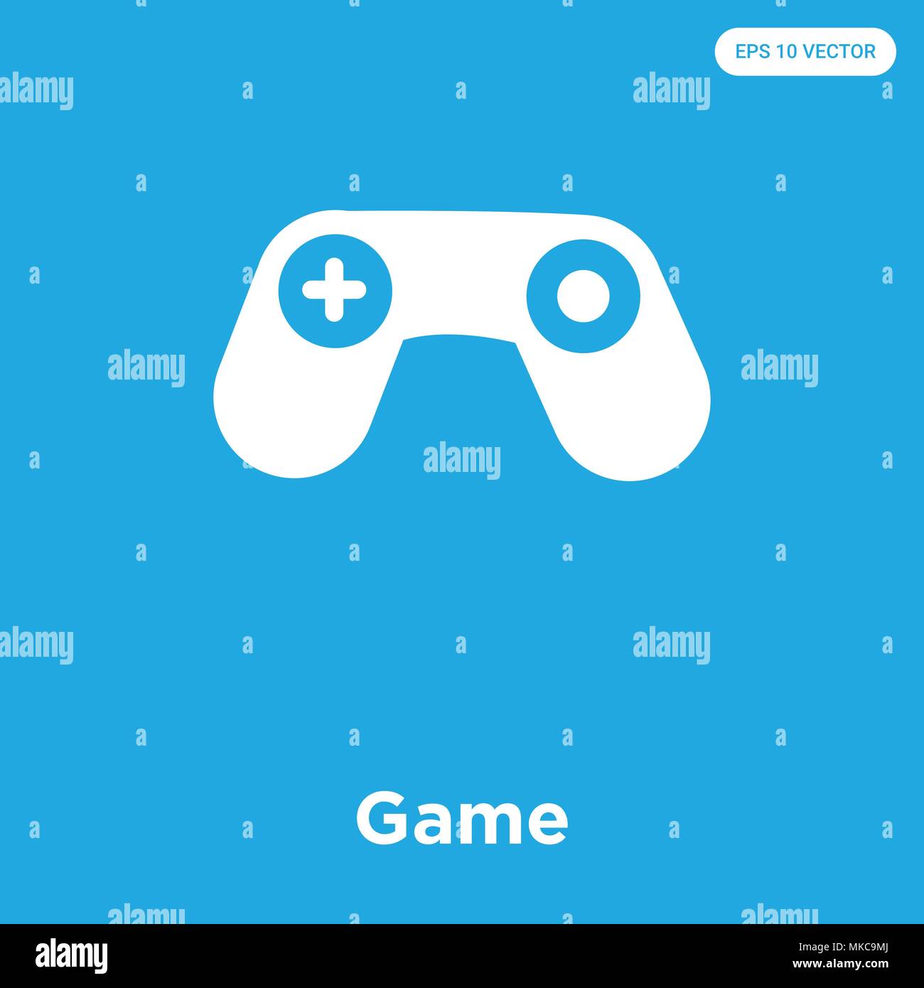 Game vector icon isolated on blue background, sign and symbol Stock ...