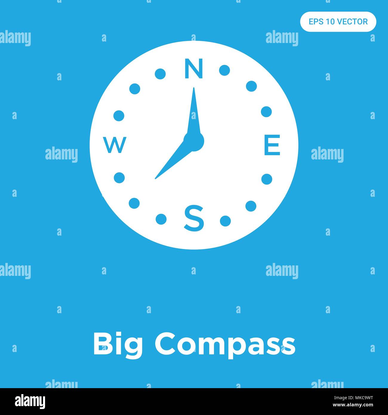 Big Compass vector icon isolated on blue background, sign and symbol ...