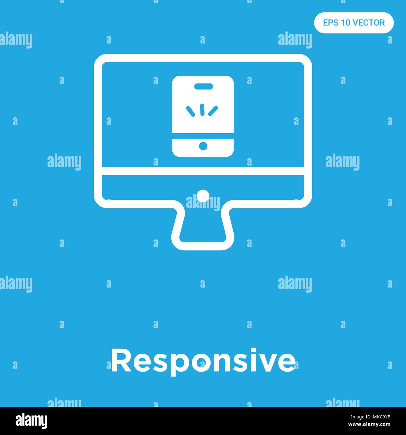 Responsive vector icon isolated on blue background, sign and symbol ...