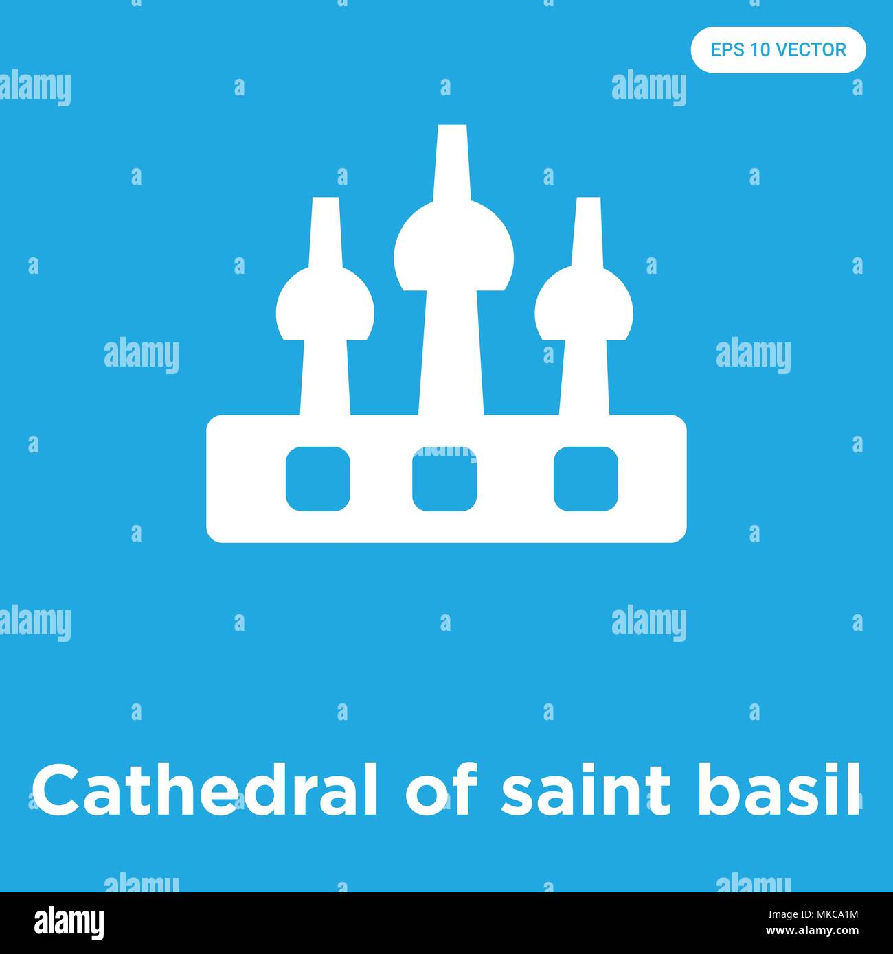 Cathedral of saint basil vector icon isolated on blue background, sign ...
