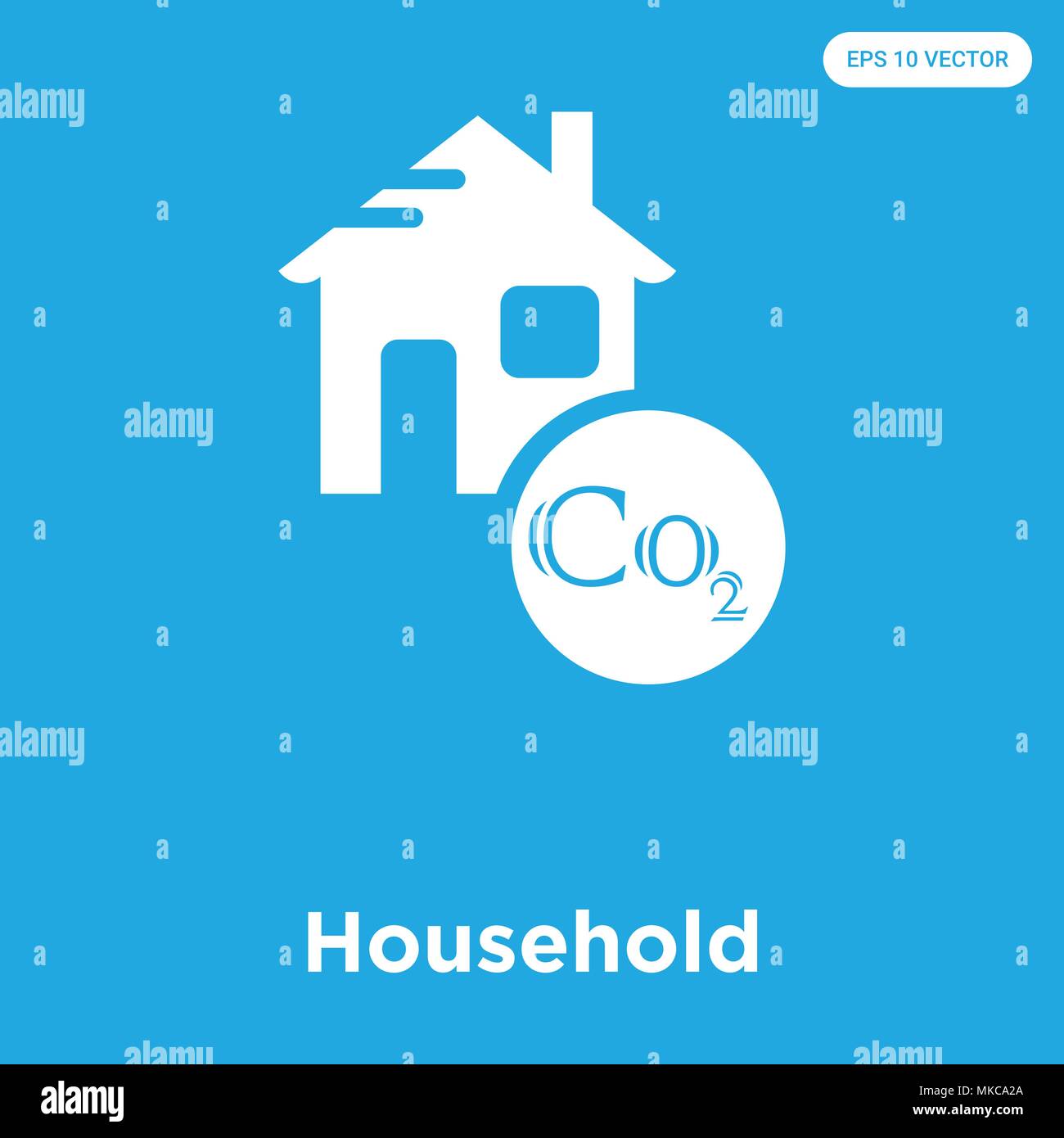 Household vector icon isolated on blue background, sign and symbol ...