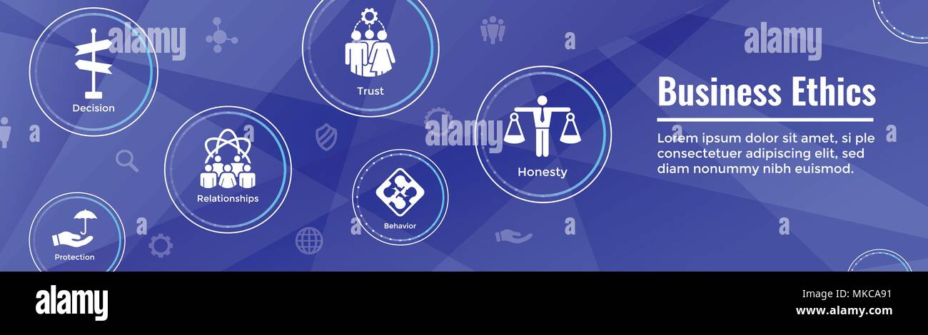 Business Ethics Web Banner Icon Set - Honesty, Integrity, Commitment ...
