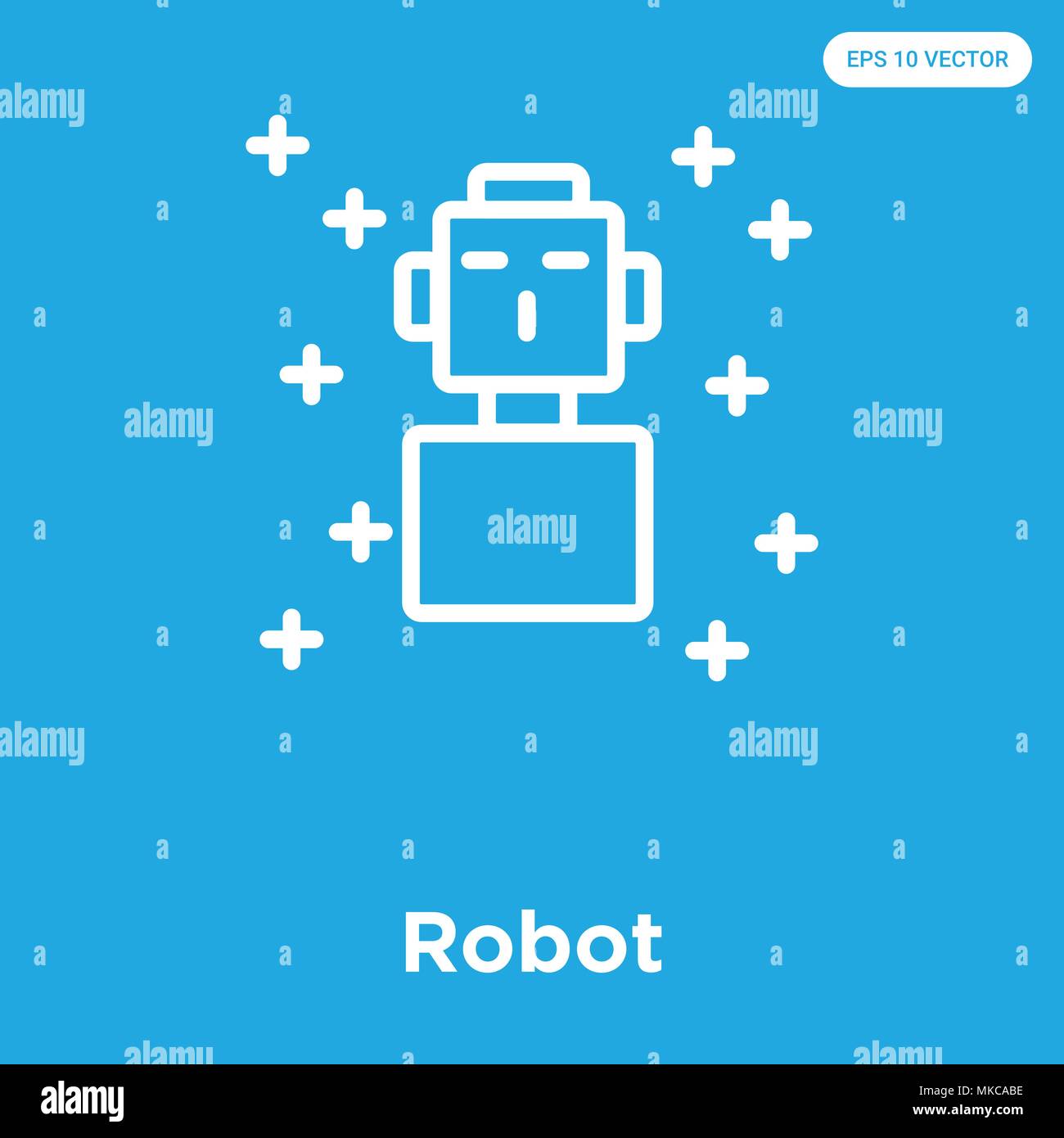 Robot vector icon isolated on blue background, sign and symbol Stock ...