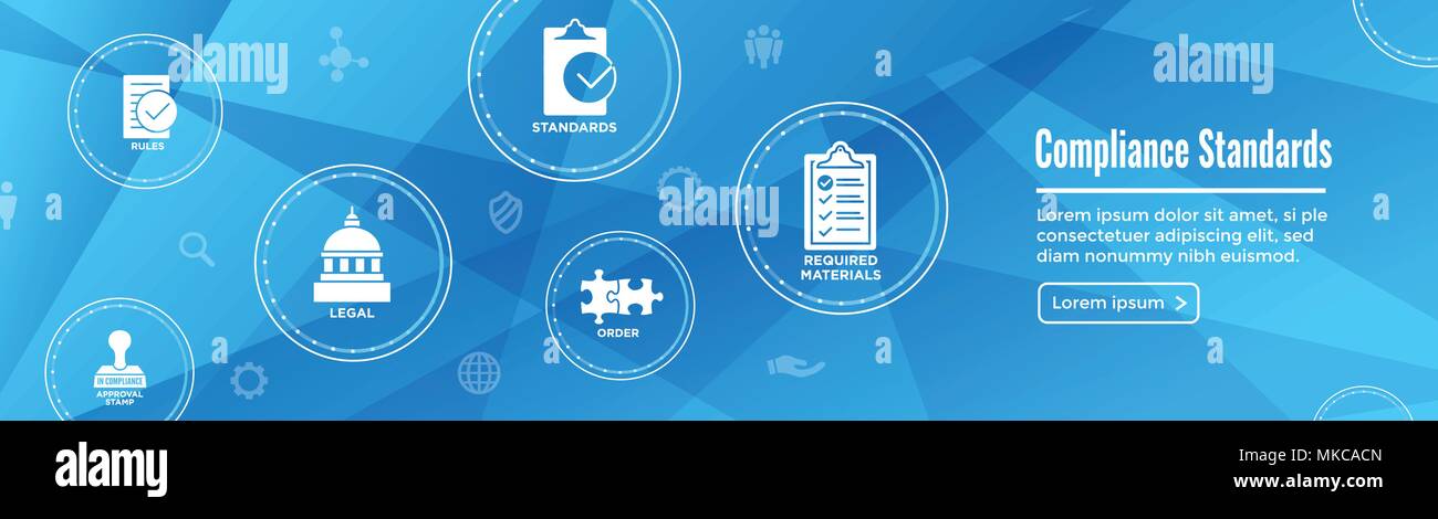 In compliance web banner with icon set that shows a company passed ...