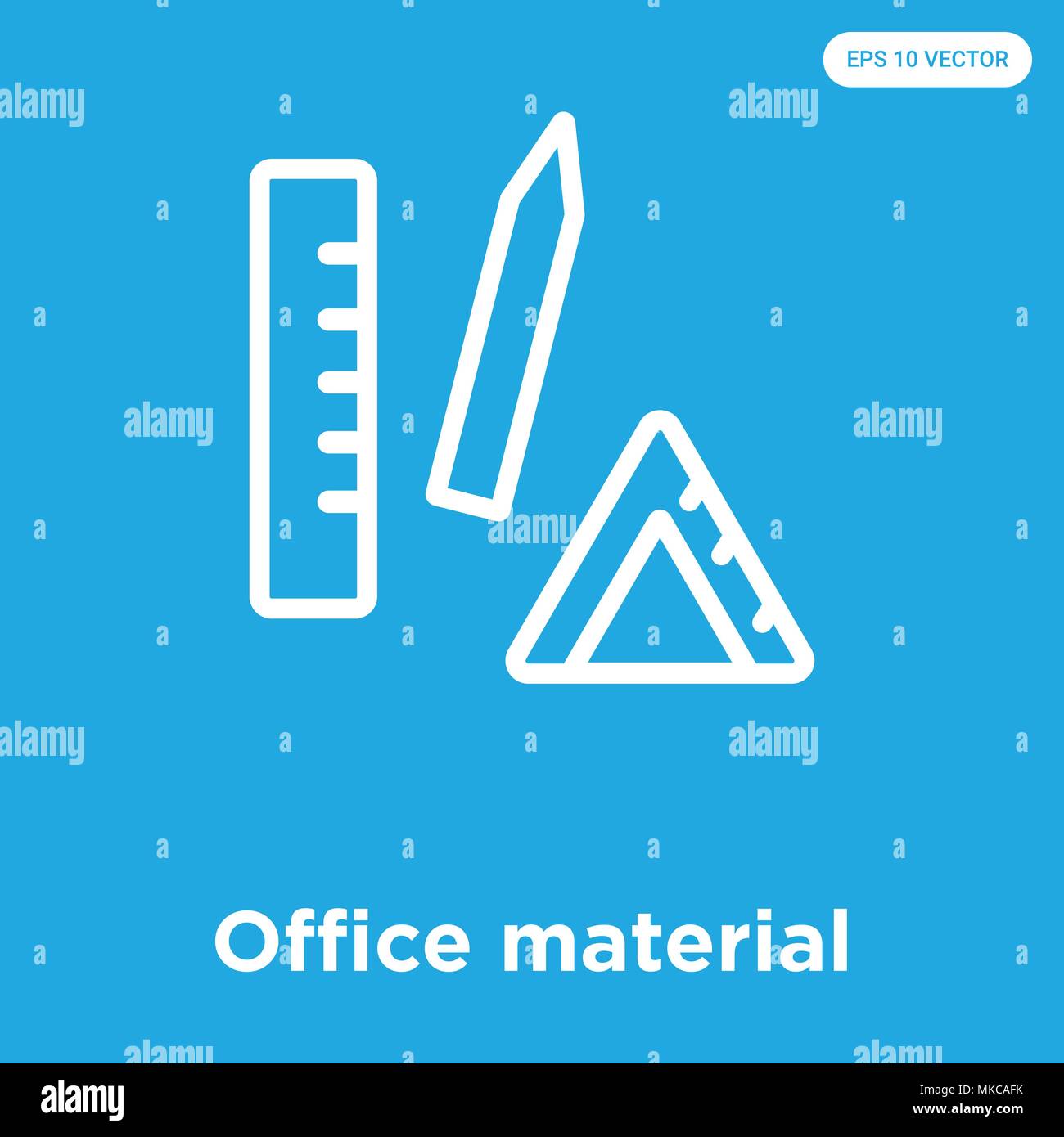 Office material vector icon isolated on blue background, sign and ...