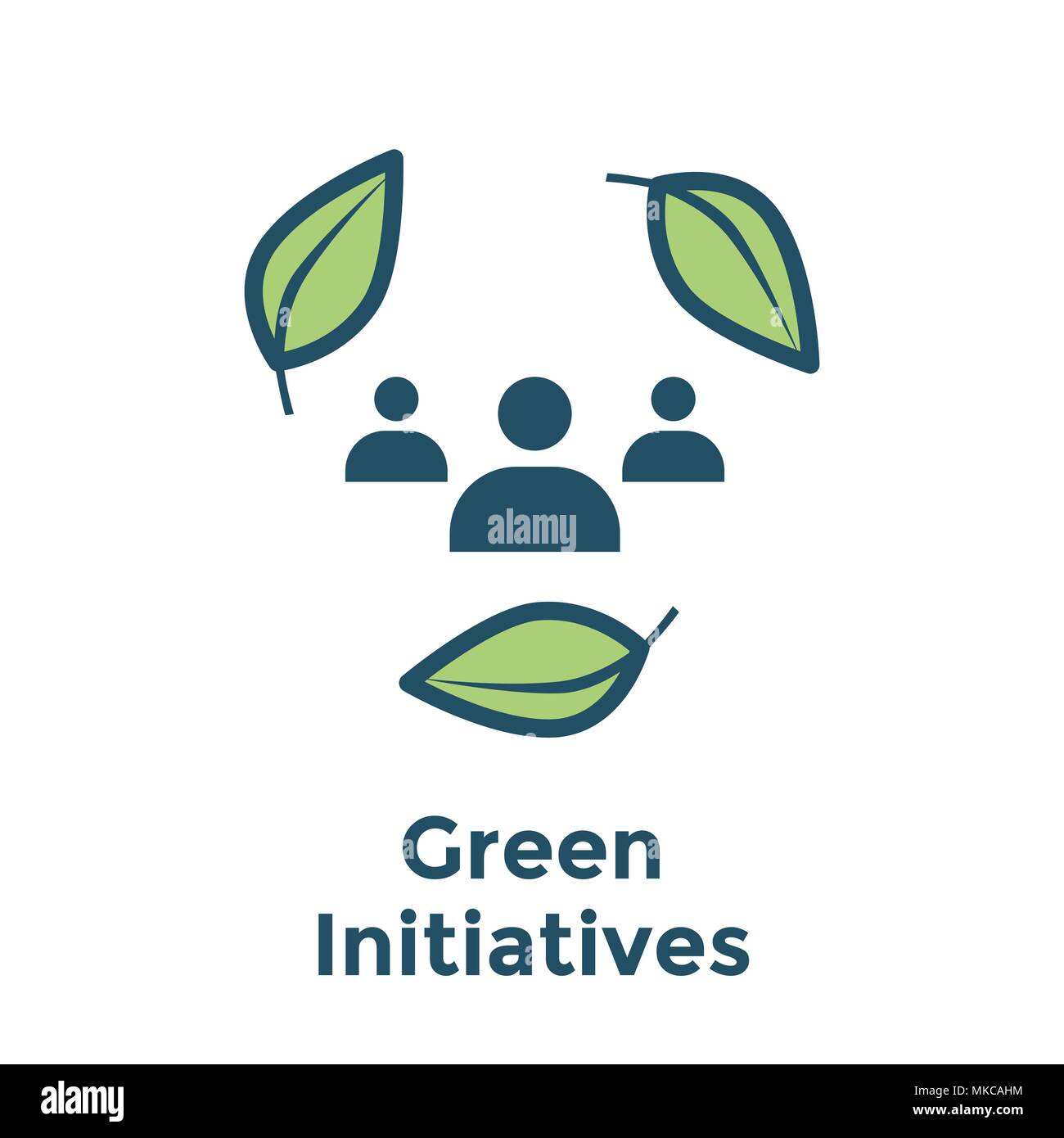 Green Initiatives Energy icon w people working together to achieve clean energy solution Stock ...