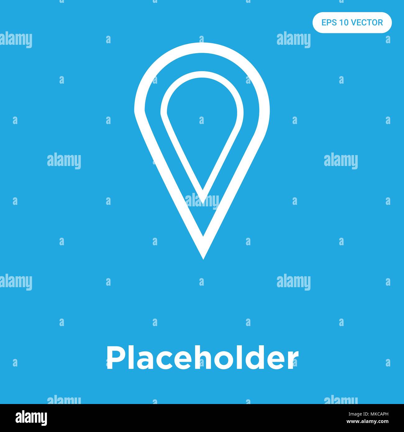 Placeholder vector icon isolated on blue background, sign and symbol ...