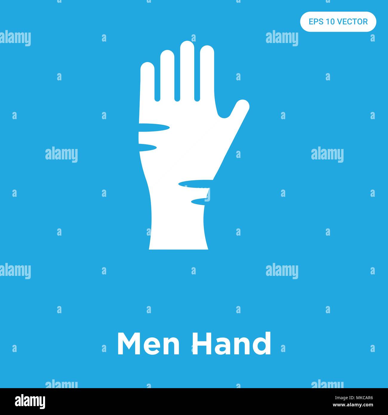 Men Hand vector icon isolated on blue background, sign and symbol Stock ...