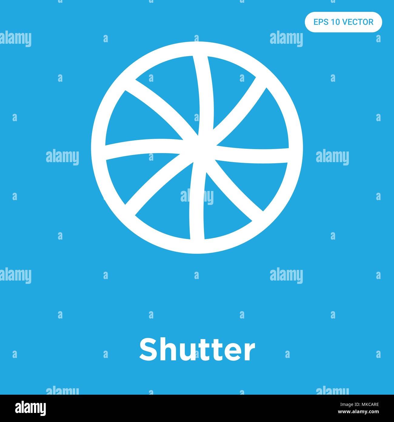 Shutter vector icon isolated on blue background, sign and symbol Stock ...