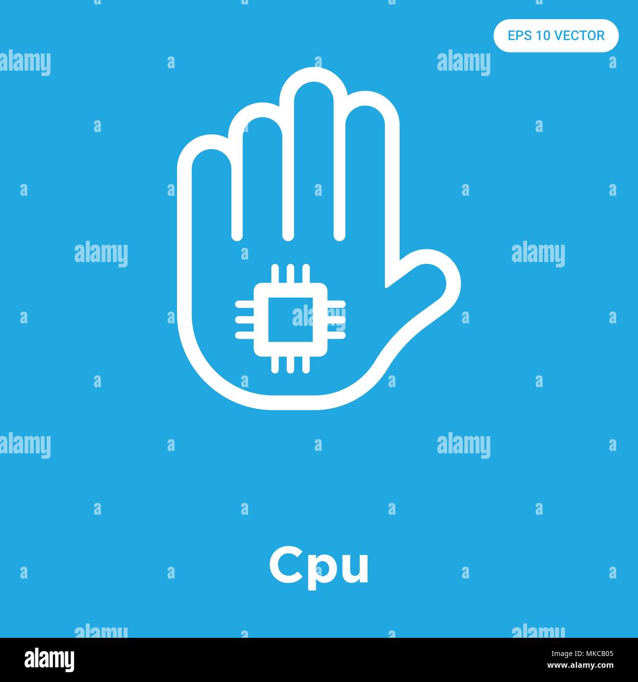 Cpu vector icon isolated on blue background, sign and symbol Stock ...