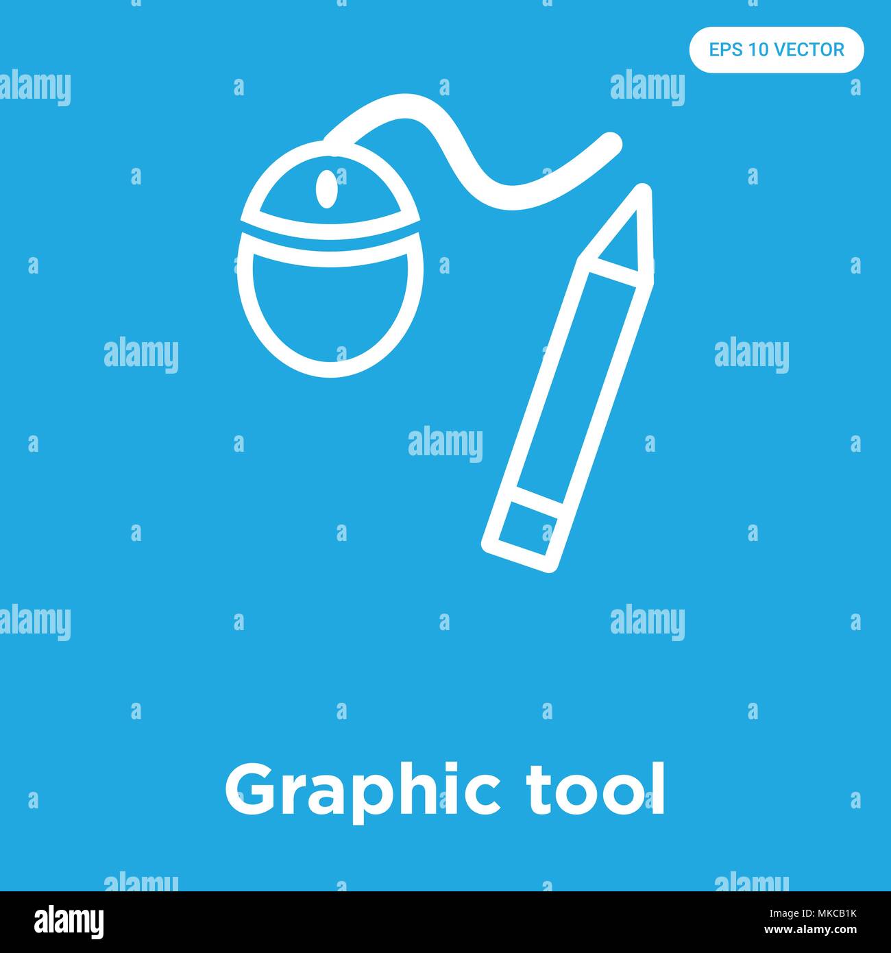 Graphic tool vector icon isolated on blue background, sign and symbol ...