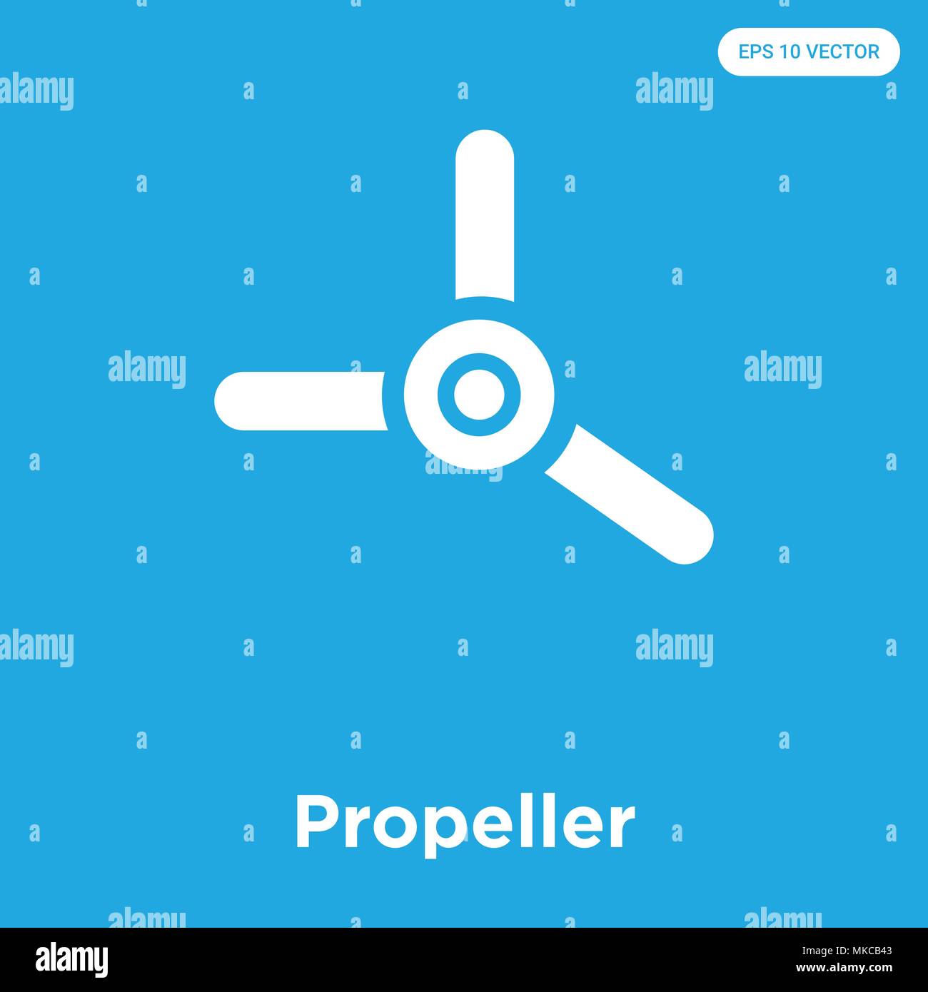 Propeller vector icon isolated on blue background, sign and symbol ...