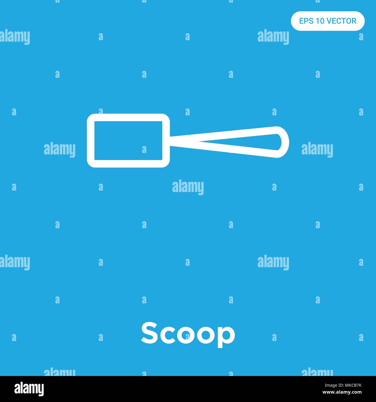Scoop vector icon isolated on blue background, sign and symbol Stock ...