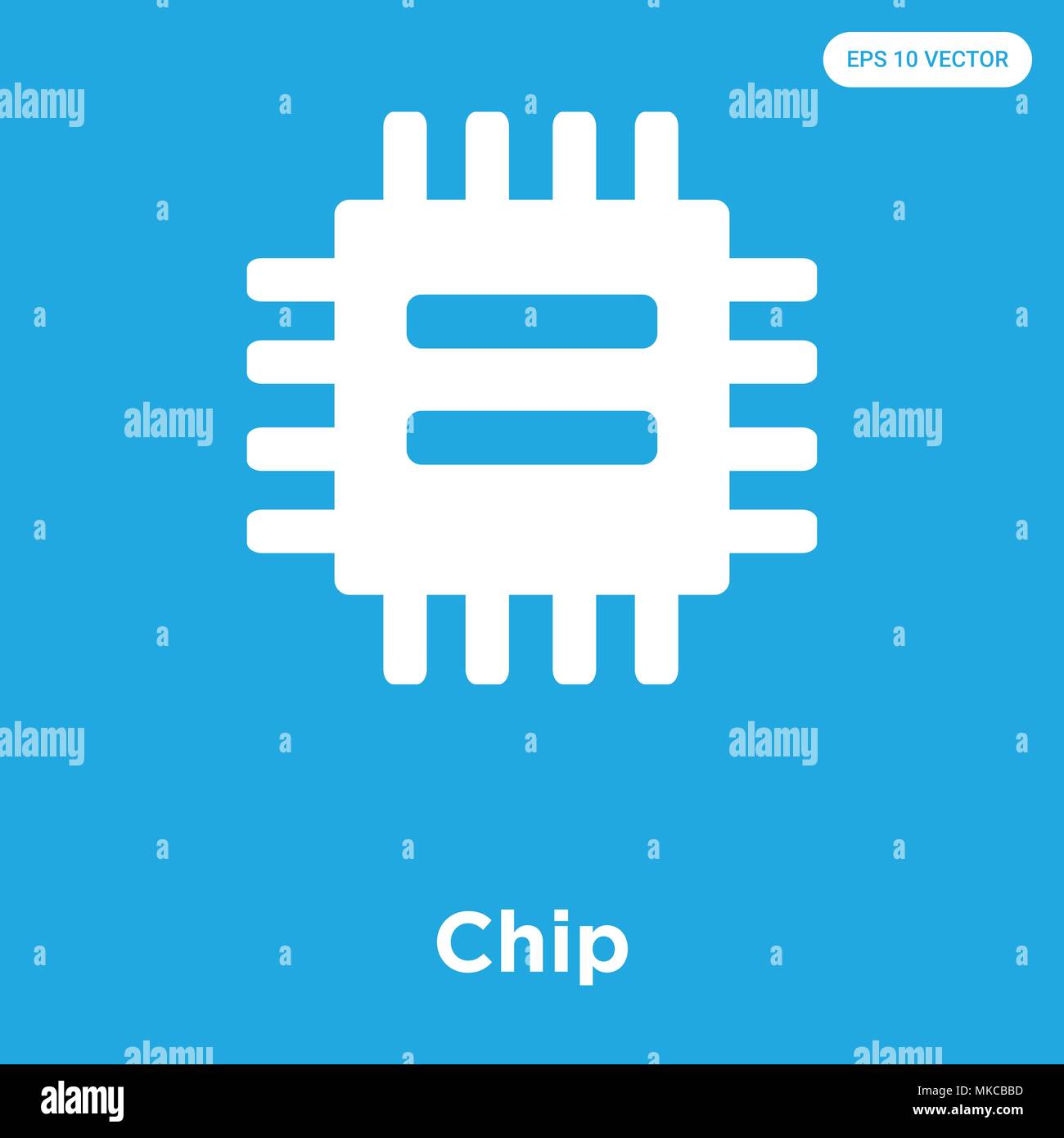 Chip vector icon isolated on blue background, sign and symbol Stock ...