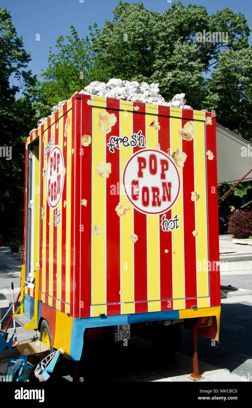 Sokobanja, Serbia, May 02, 2018: popcorn sale truck, mobile food and ...