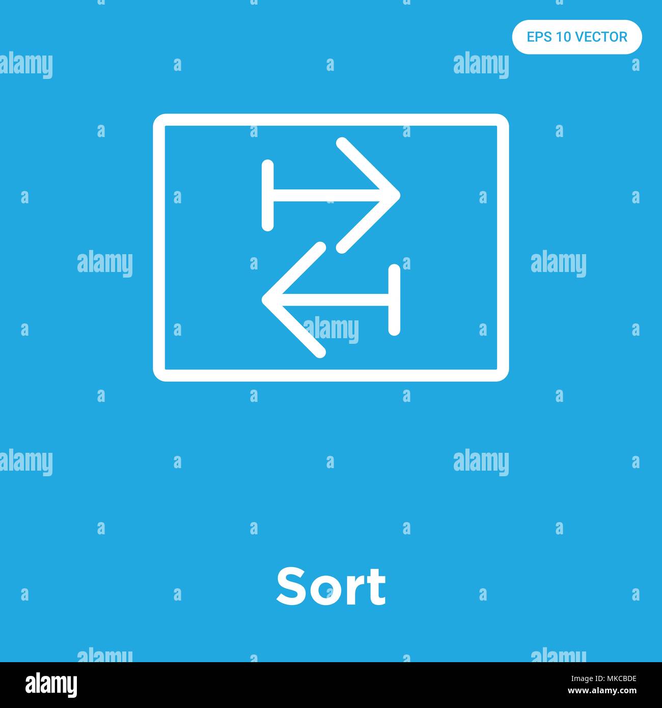 Sort vector icon isolated on blue background, sign and symbol Stock ...