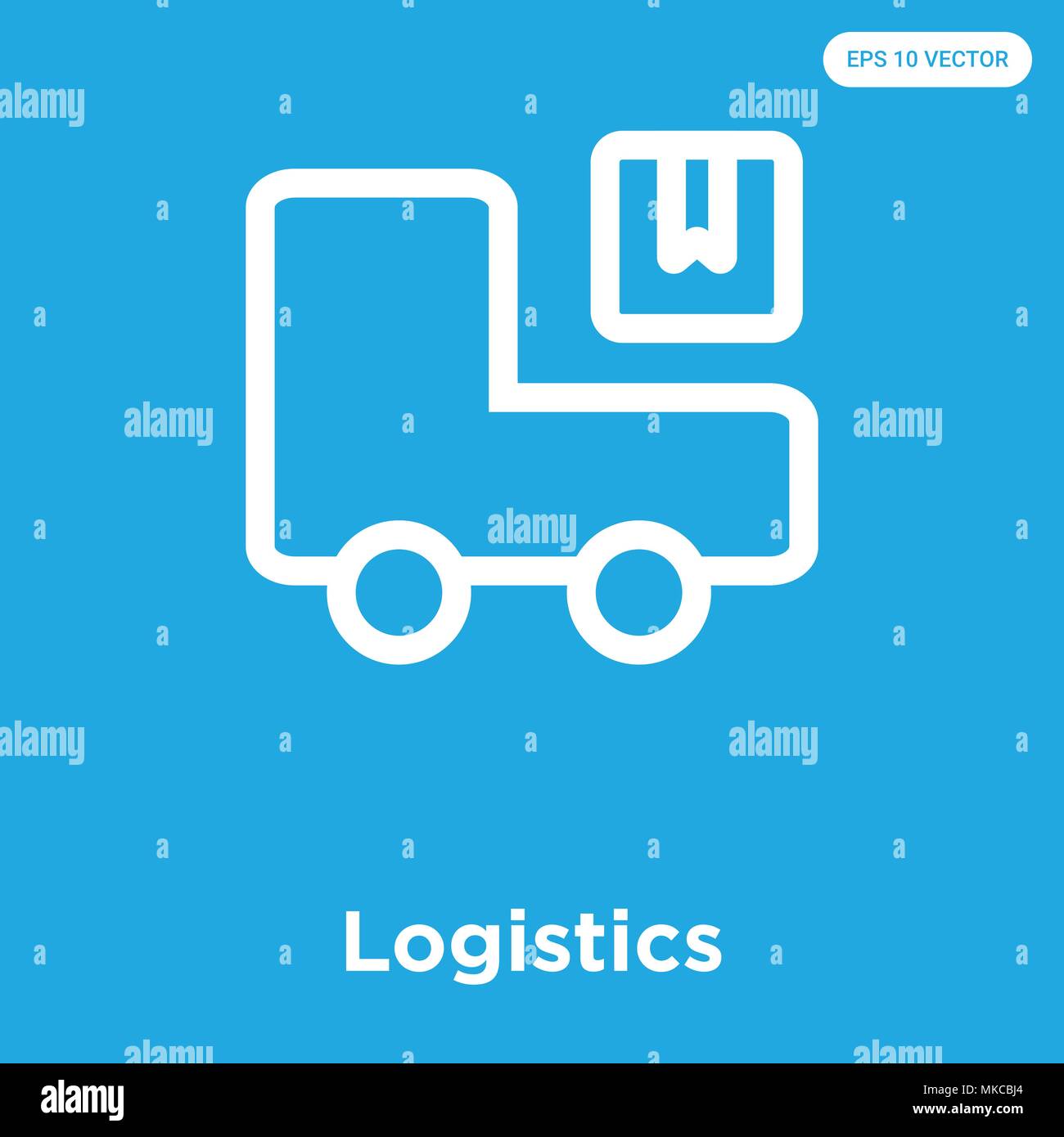 Logistics vector icon isolated on blue background, sign and symbol ...