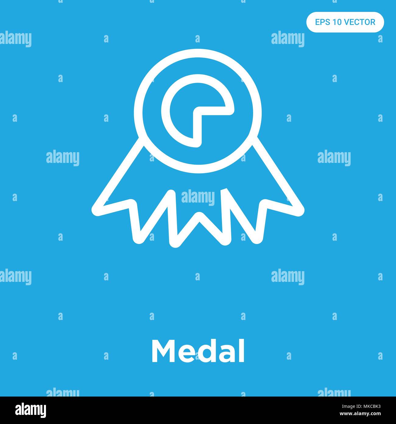 Medal vector icon isolated on blue background, sign and symbol Stock ...
