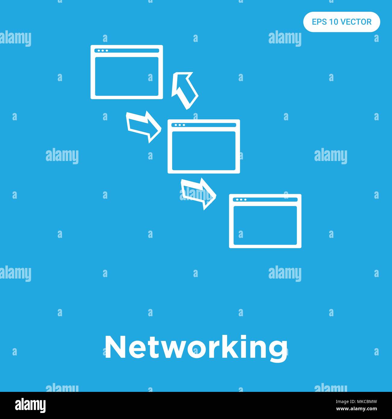 Networking vector icon isolated on blue background, sign and symbol ...