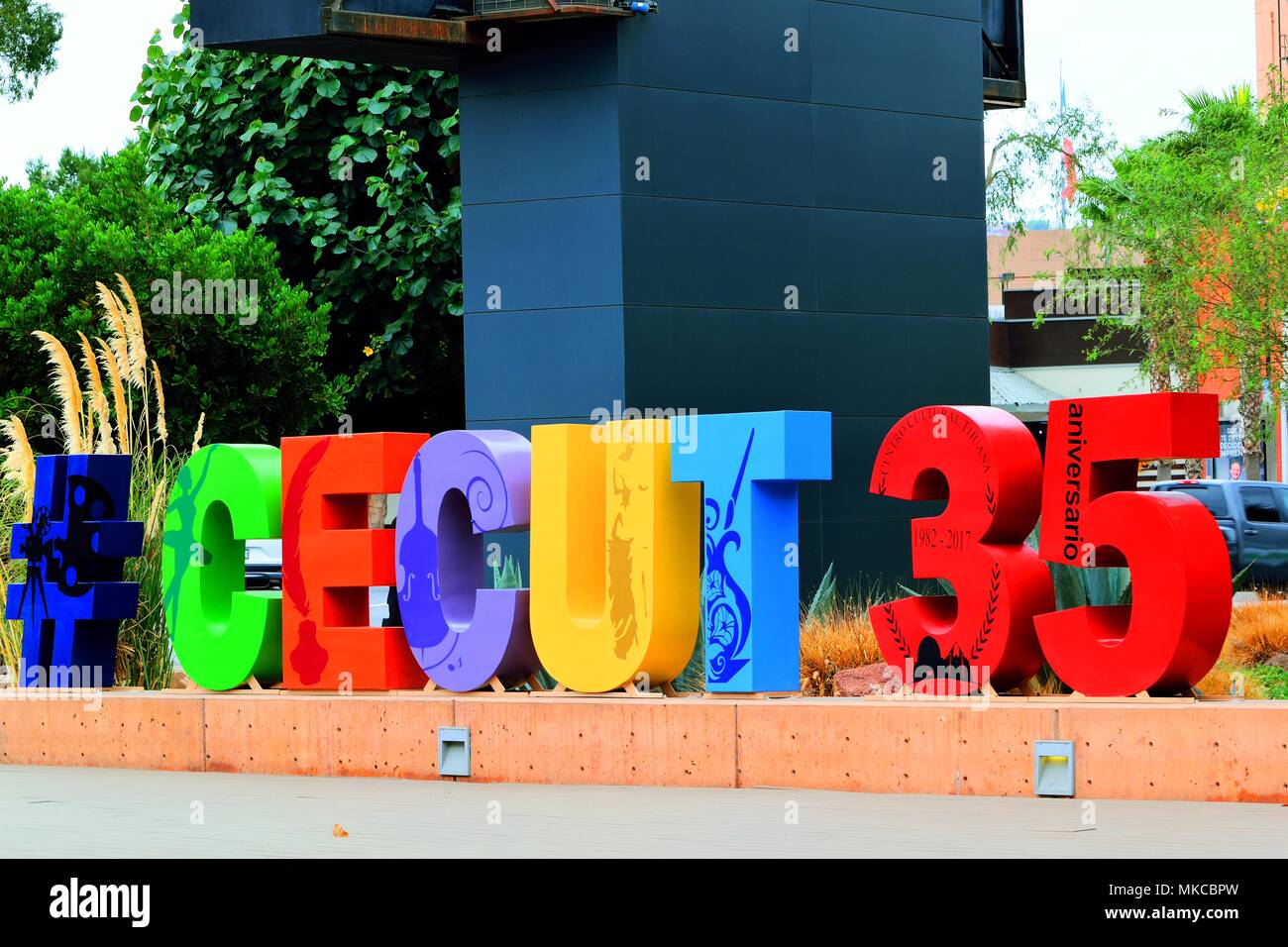 Tijuana, Mexico - October 30, 2017: Brightly colored sign celebrating ...