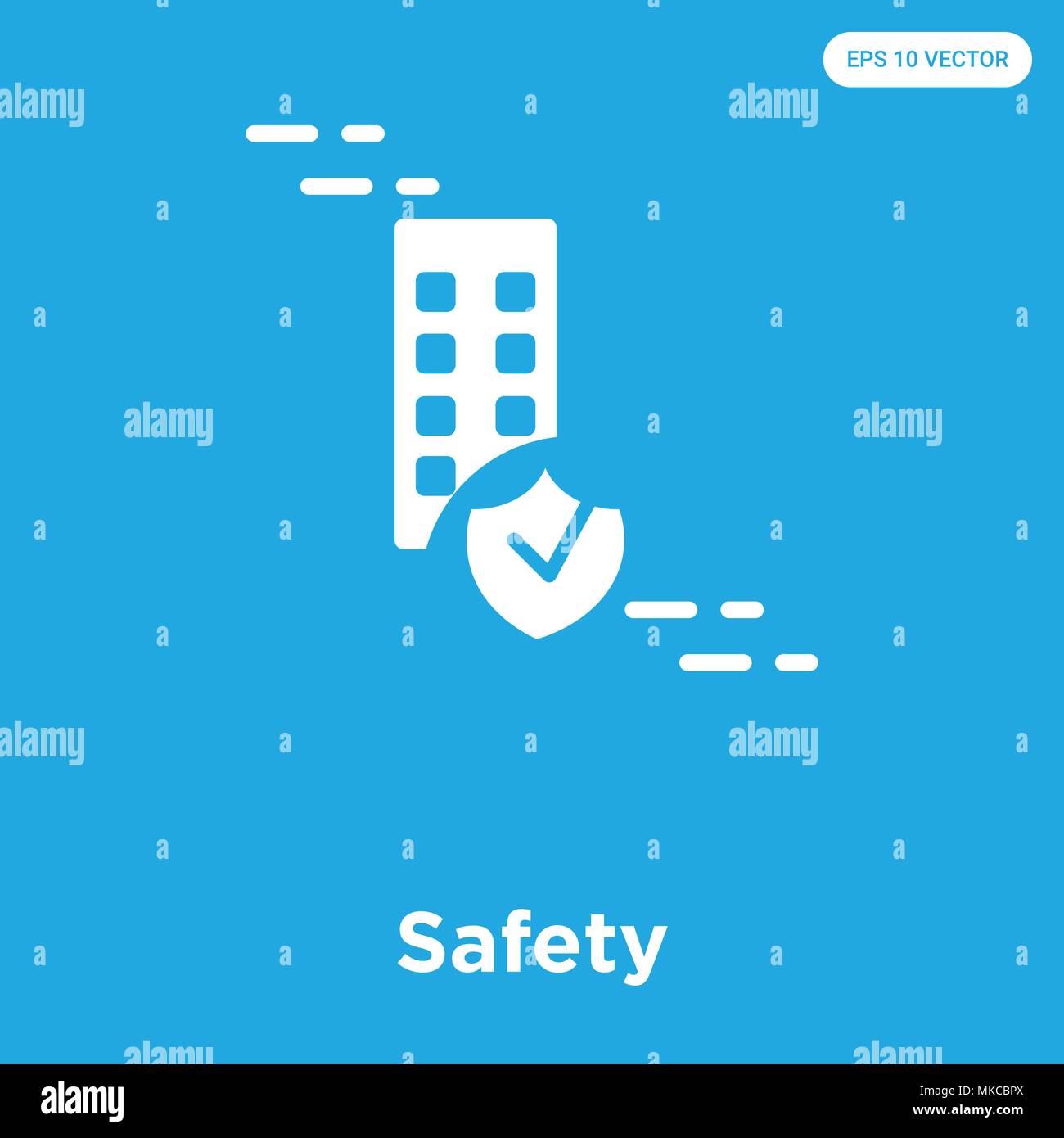 Safety vector icon isolated on blue background, sign and symbol Stock ...