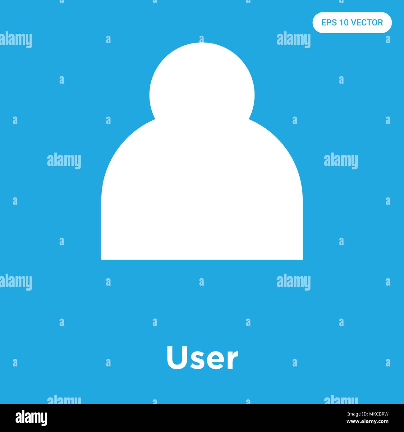 User vector icon isolated on blue background, sign and symbol Stock ...