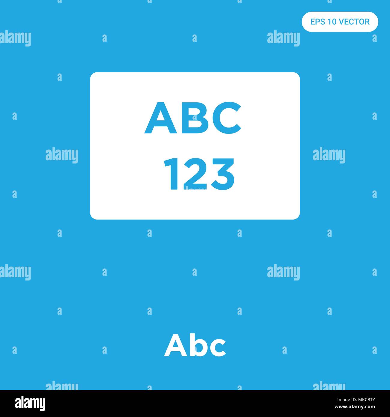 Abc vector icon isolated on blue background, sign and symbol Stock ...