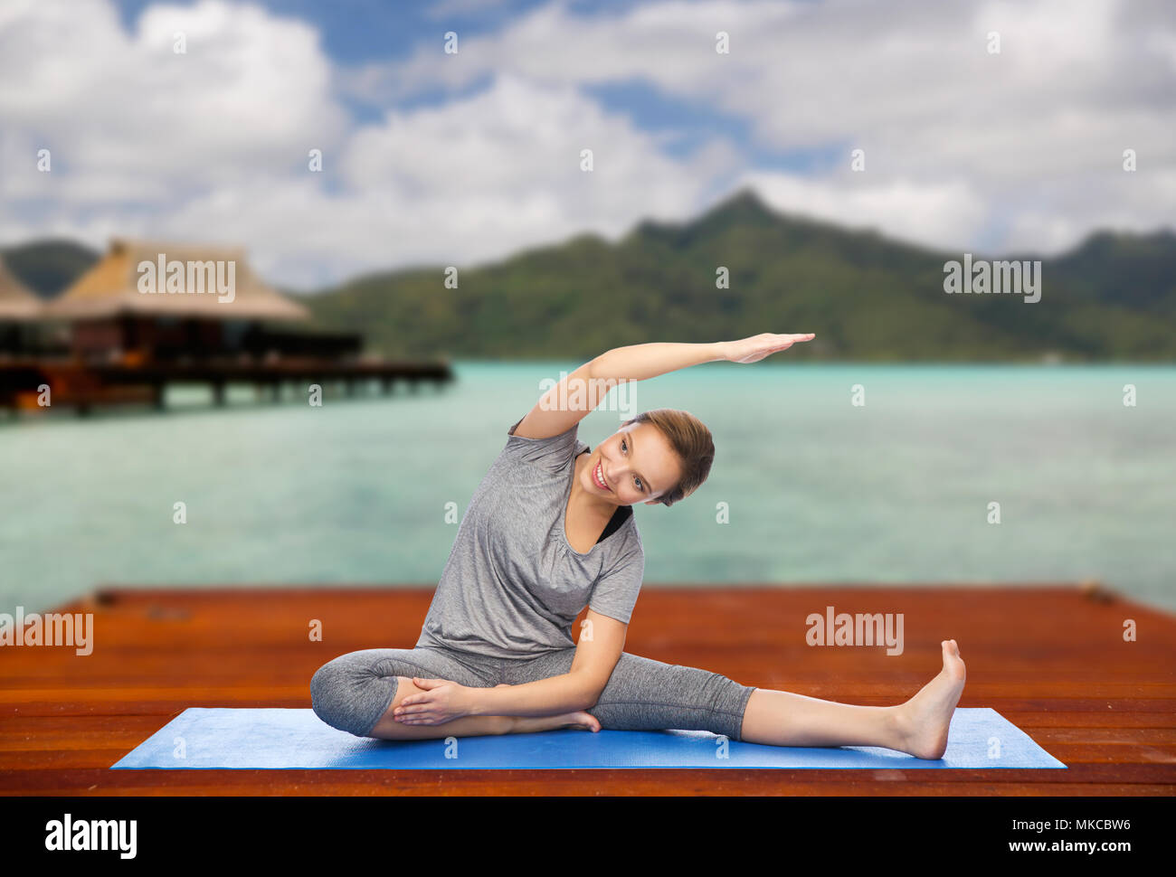 Happy yoga woman hi-res stock photography and images - Alamy