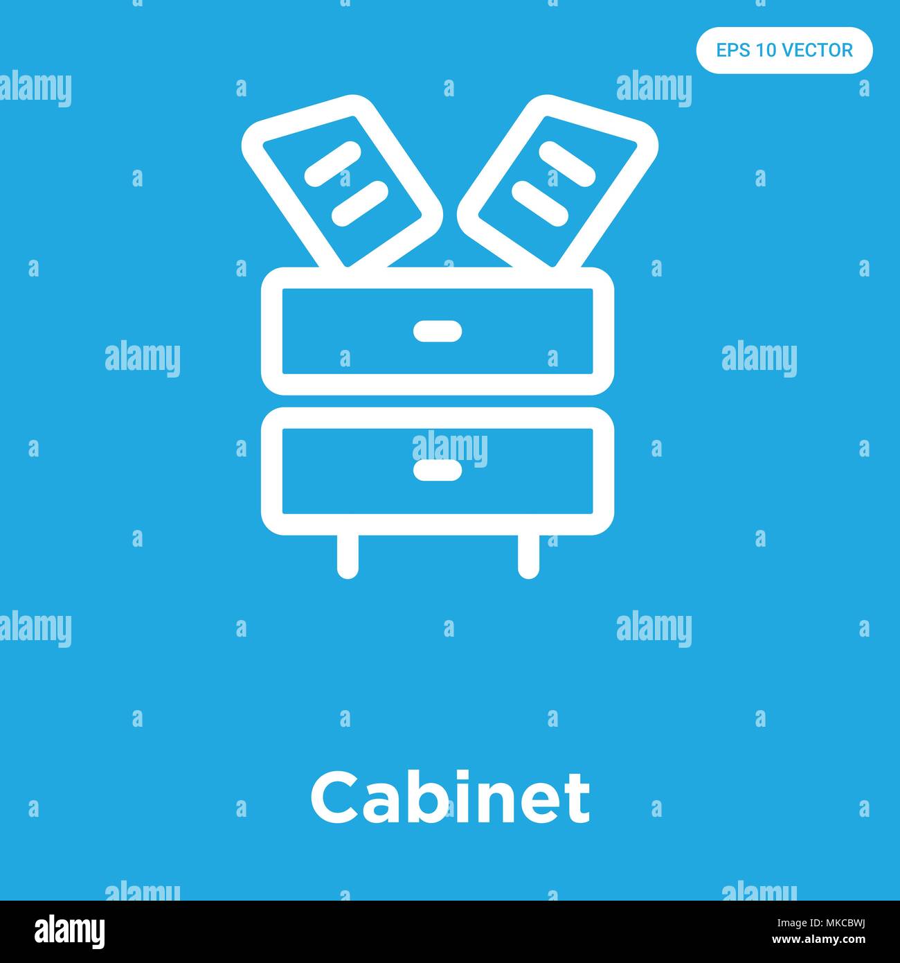 Cabinet vector icon isolated on blue background, sign and symbol Stock ...