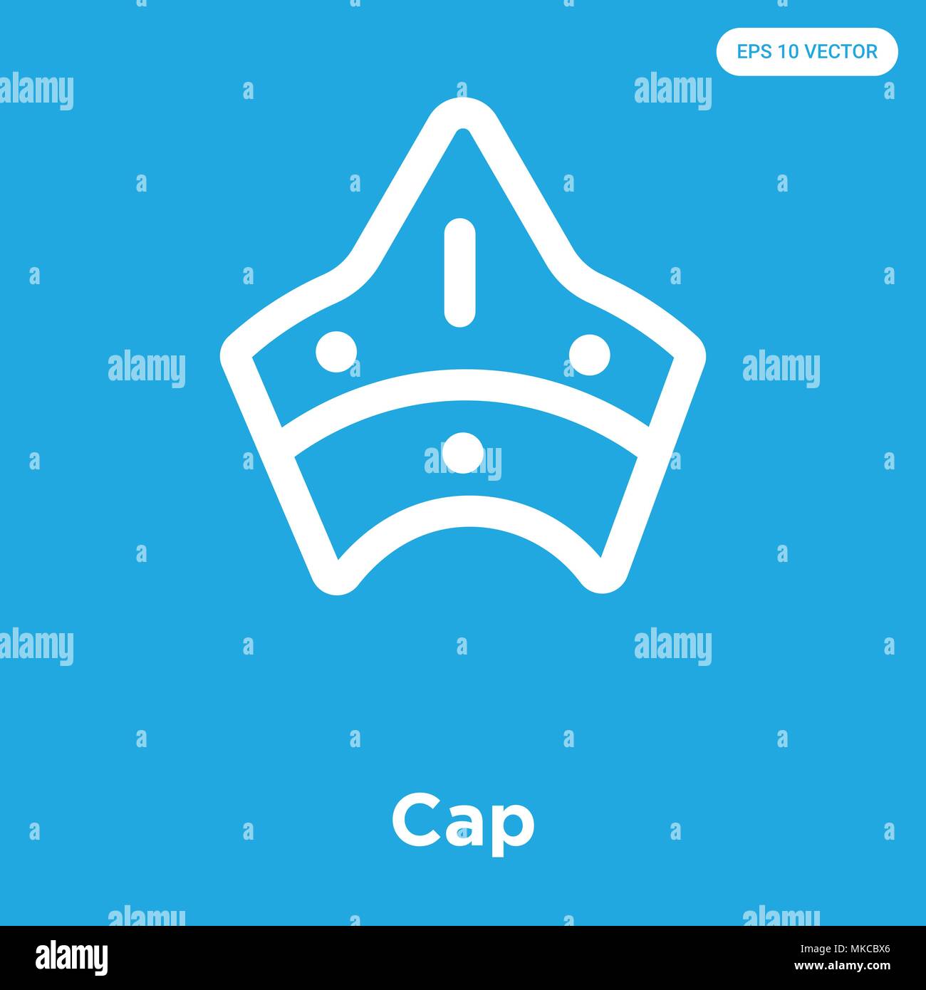 Cap vector icon isolated on blue background, sign and symbol Stock ...
