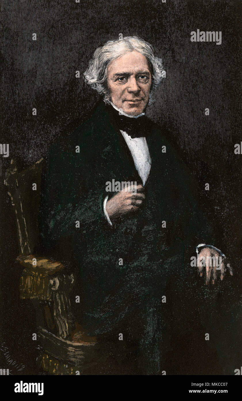Michael Faraday. Hand-colored engraving Stock Photo - Alamy