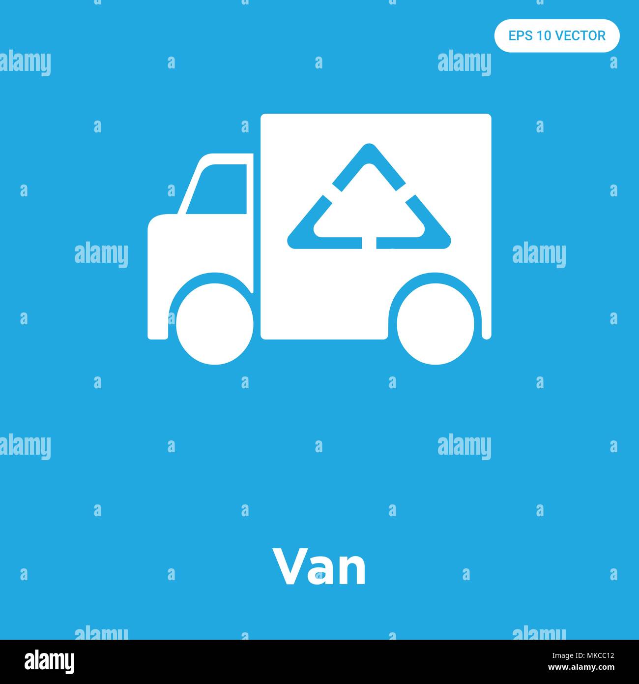Van vector icon isolated on blue background, sign and symbol Stock ...