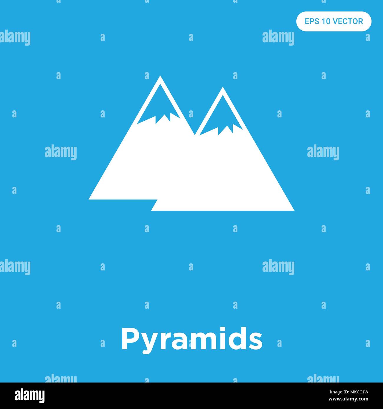 Pyramids vector icon isolated on blue background, sign and symbol Stock ...