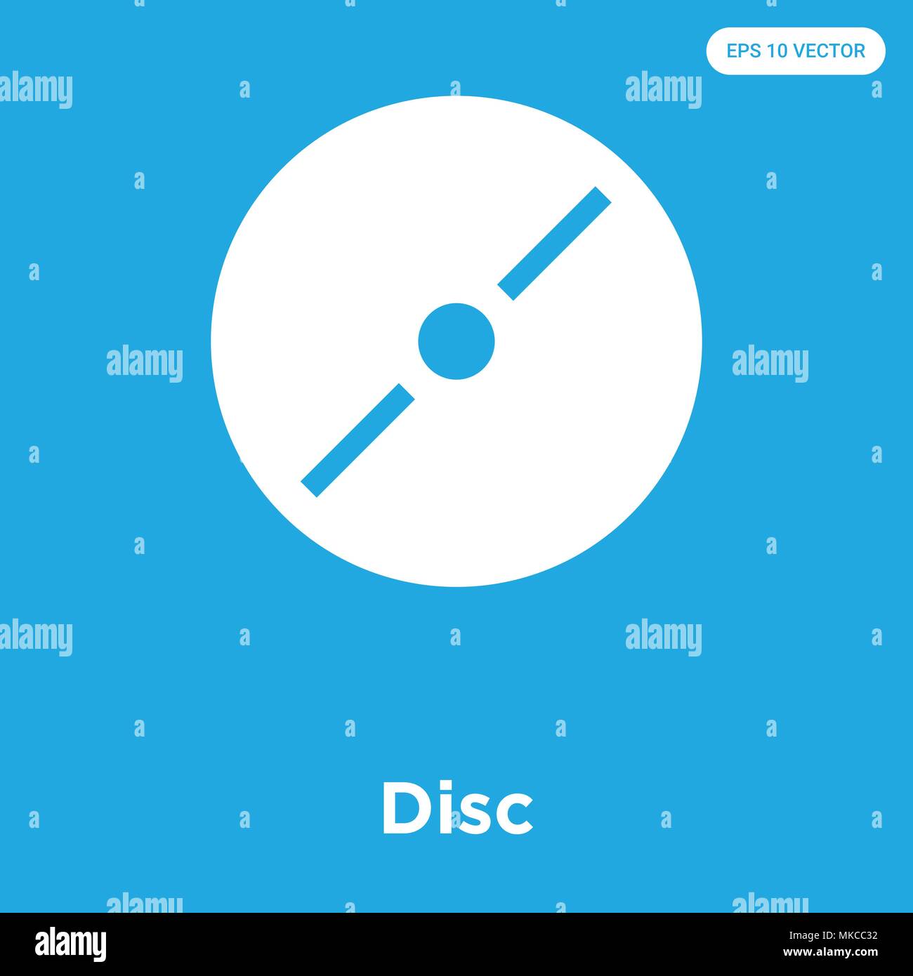 Disc vector icon isolated on blue background, sign and symbol Stock ...