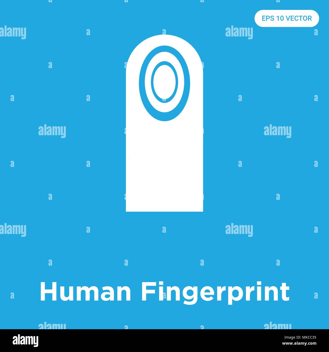 Human Fingerprint vector icon isolated on blue background, sign and ...