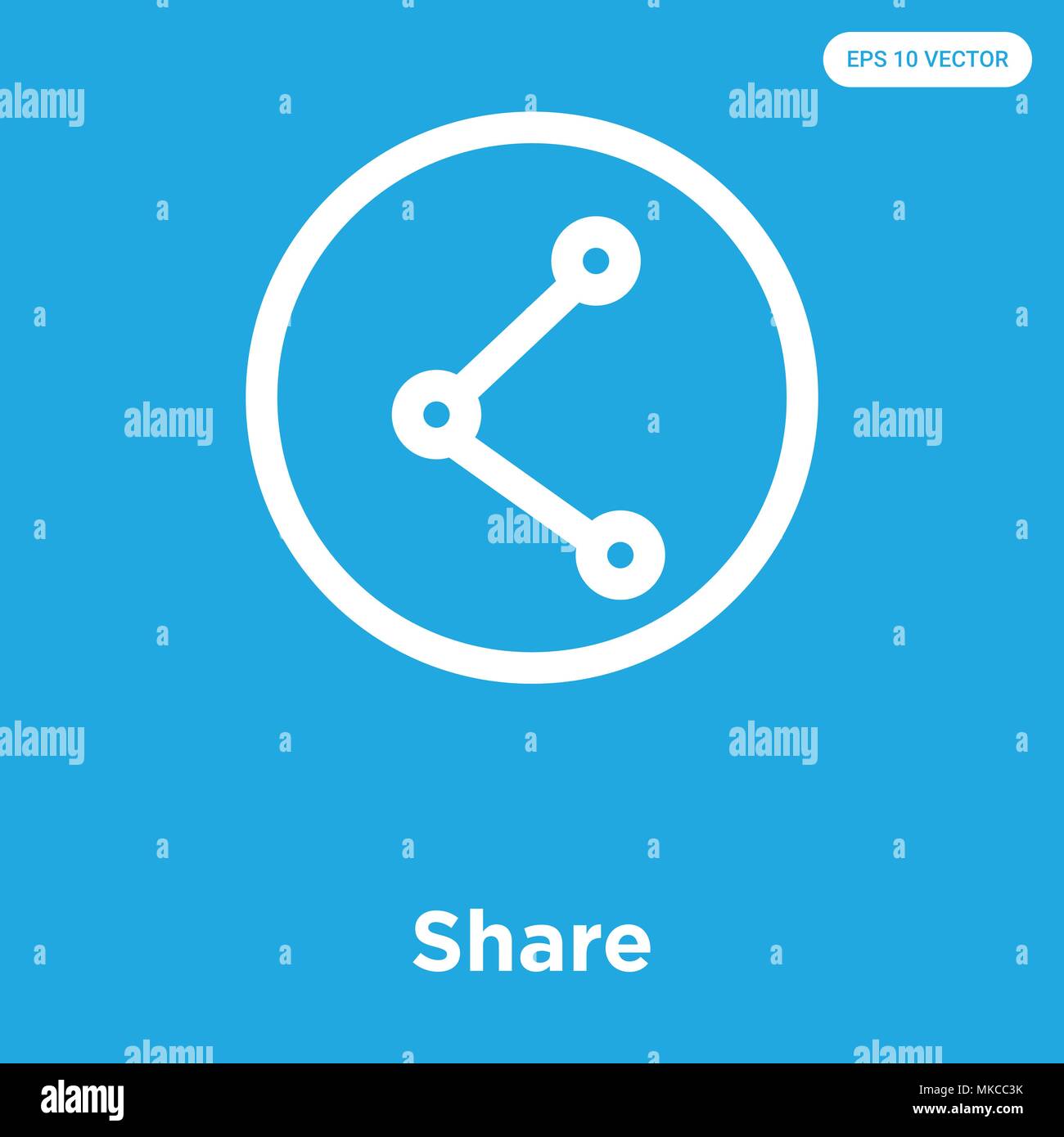 Share vector icon isolated on blue background, sign and symbol Stock ...
