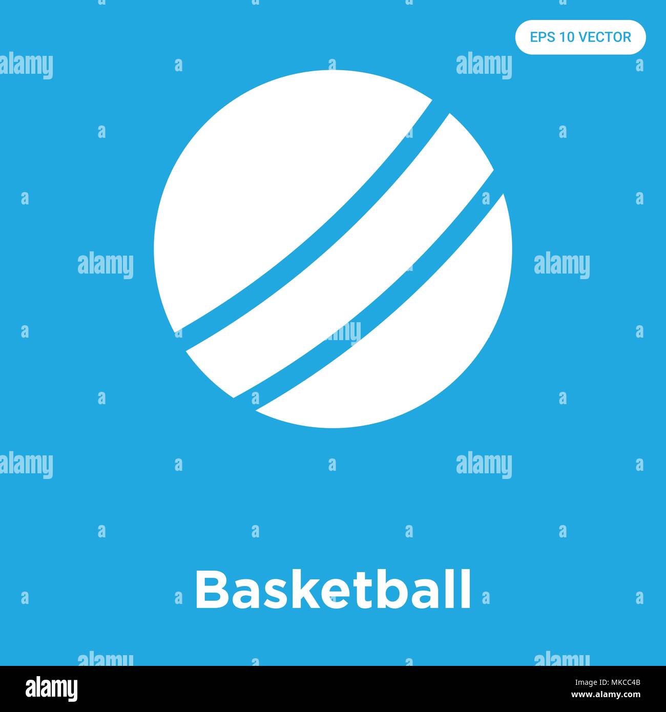 Basketball vector icon isolated on blue background, sign and symbol ...