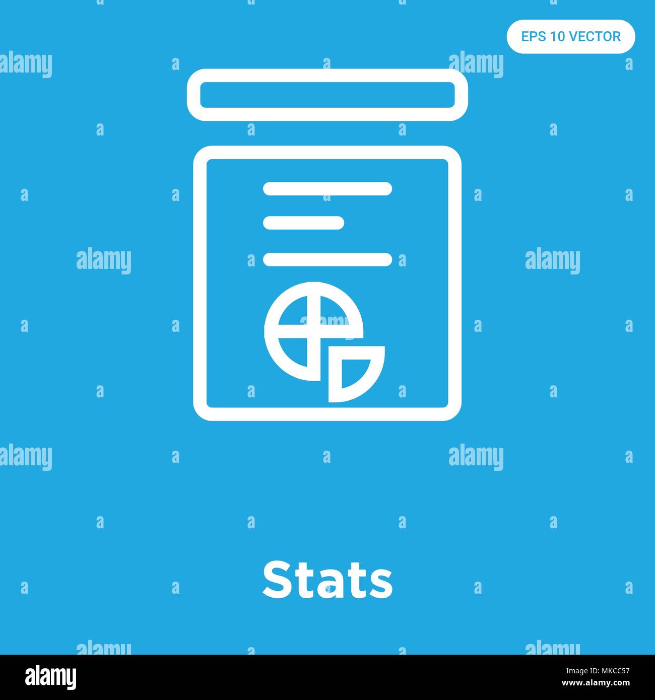 Stats vector icon isolated on blue background, sign and symbol Stock ...