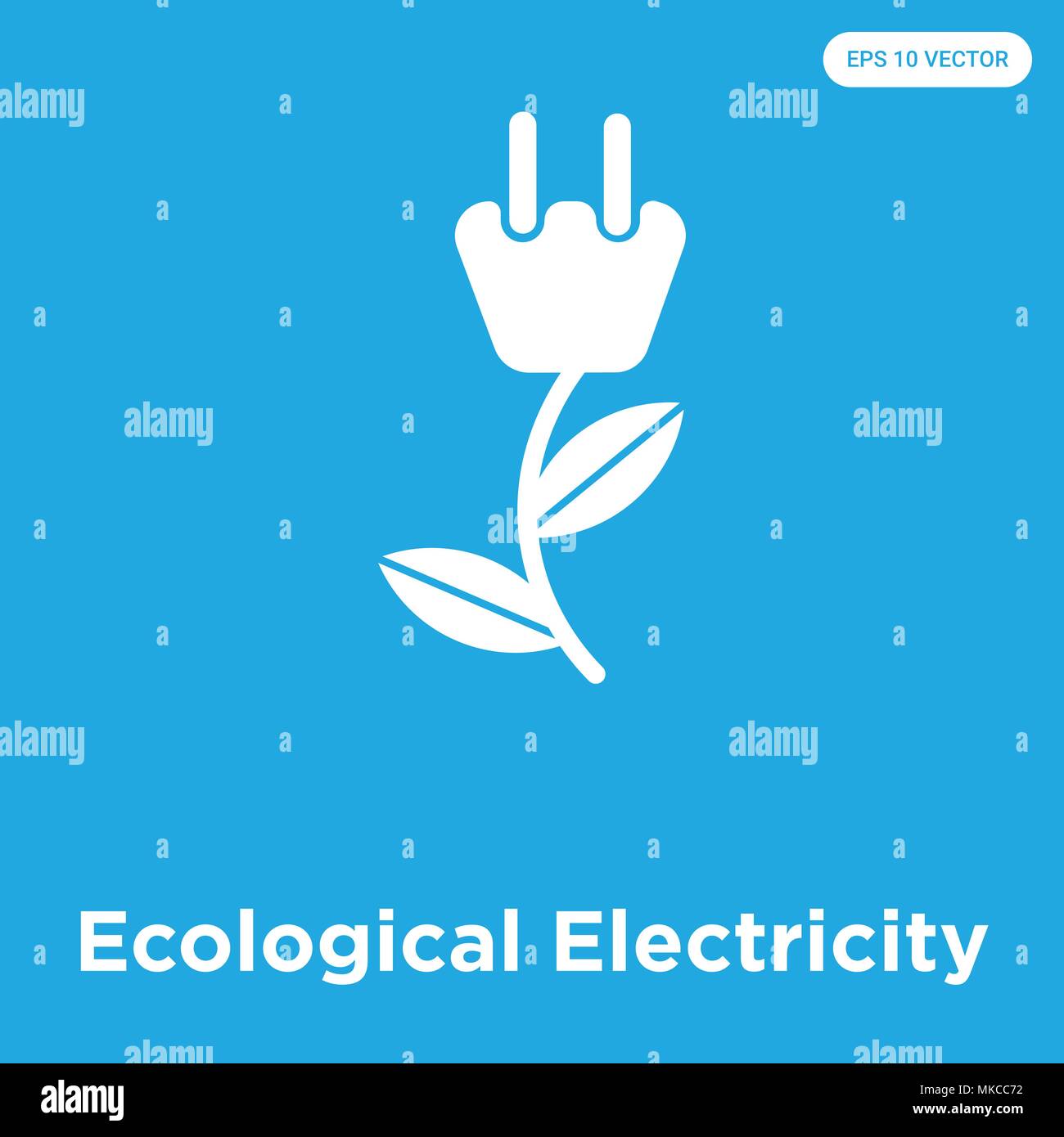 Ecological Electricity vector icon isolated on blue background, sign ...