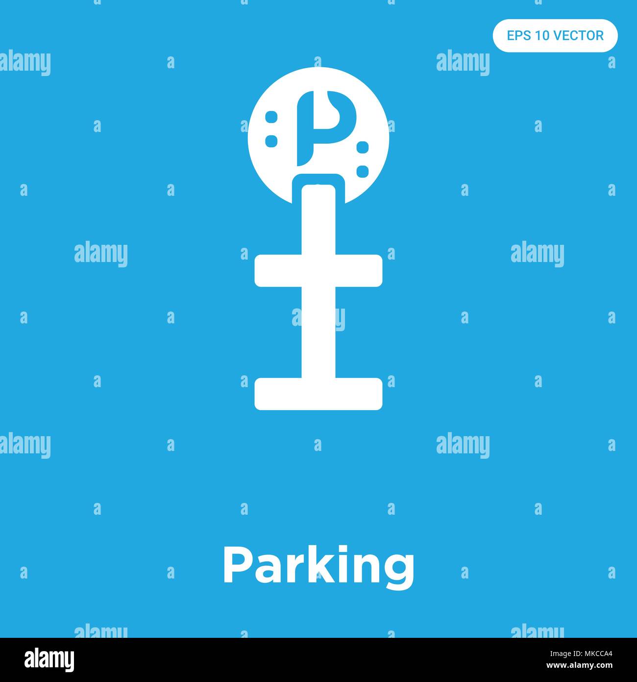 Parking vector icon isolated on blue background, sign and symbol Stock ...