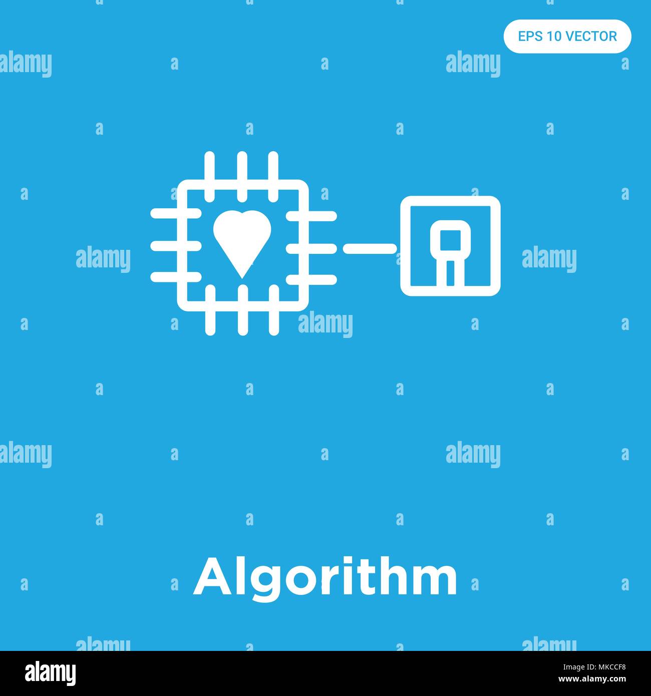 Algorithm vector icon isolated on blue background, sign and symbol ...