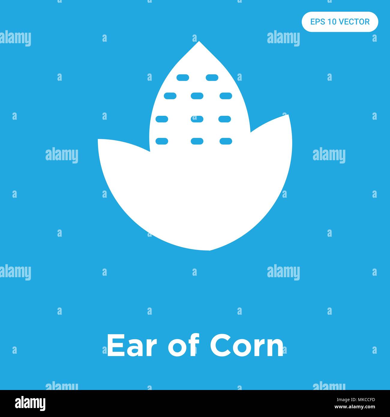 Ear of Corn vector icon isolated on blue background, sign and symbol ...
