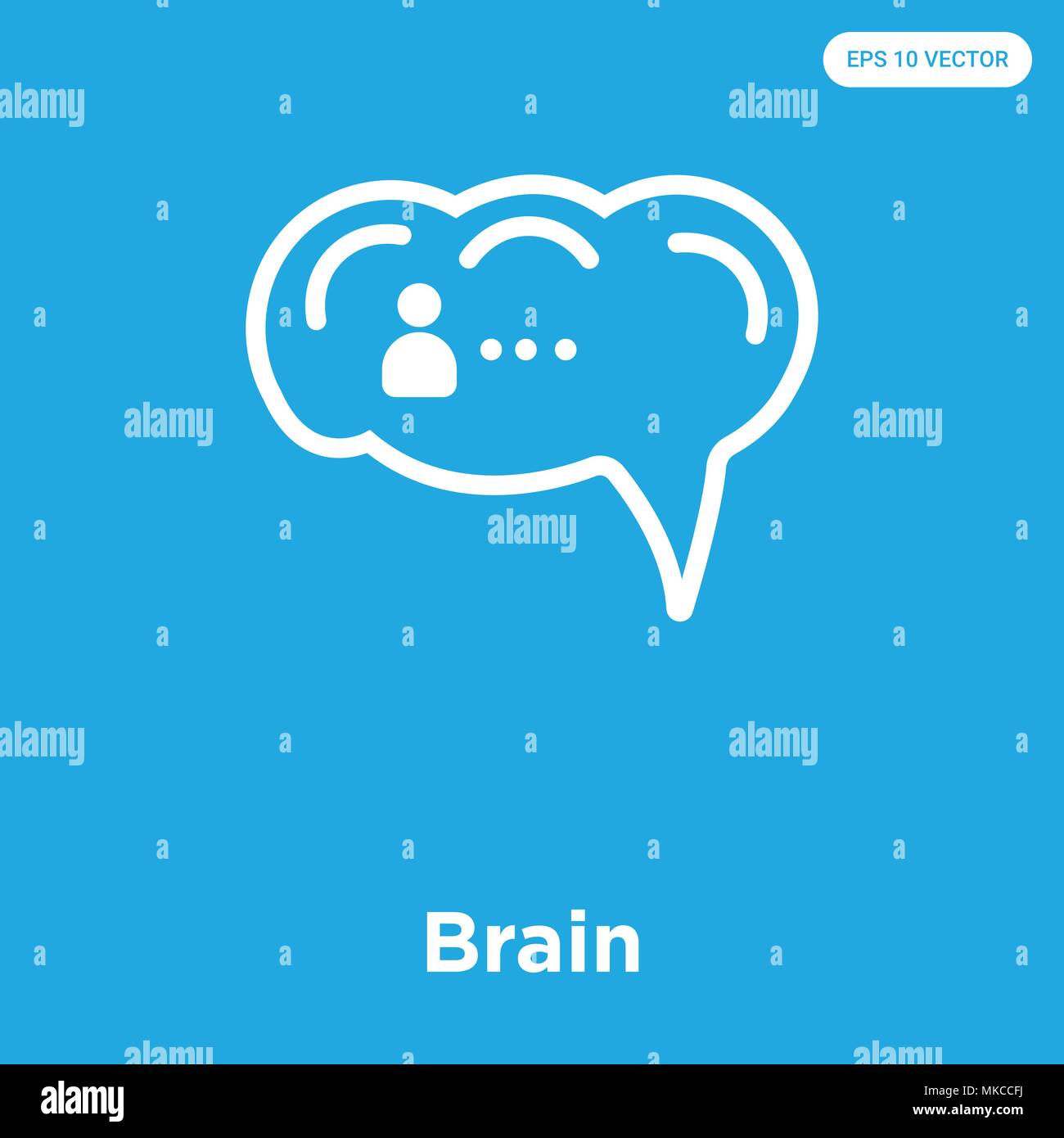 Brain vector icon isolated on blue background, sign and symbol Stock ...