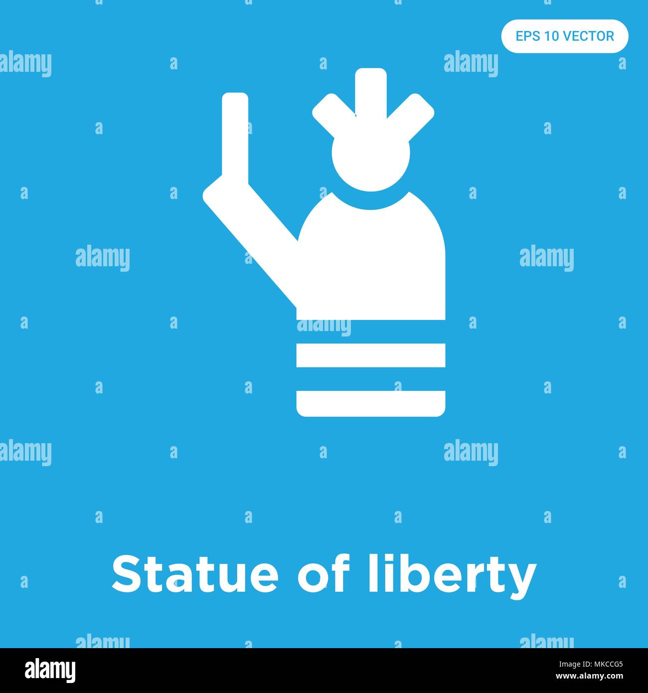 Statue of liberty vector icon isolated on blue background, sign and ...
