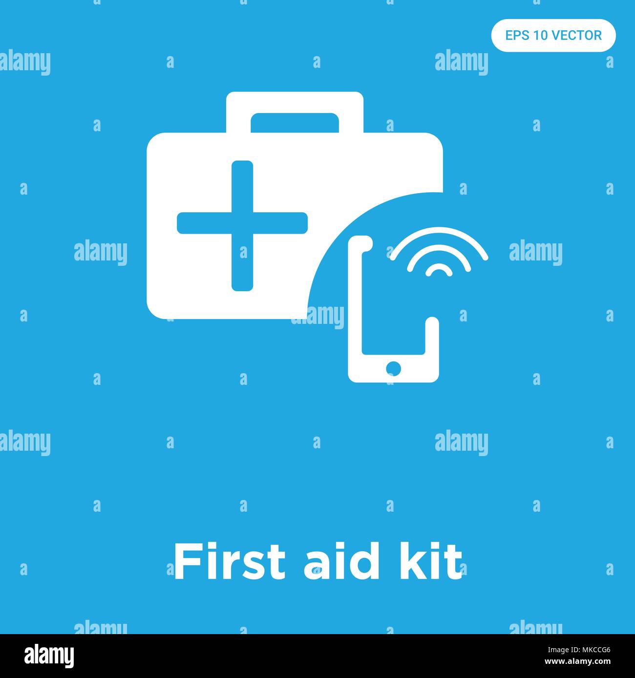 First aid kit vector icon isolated on blue background, sign and symbol ...
