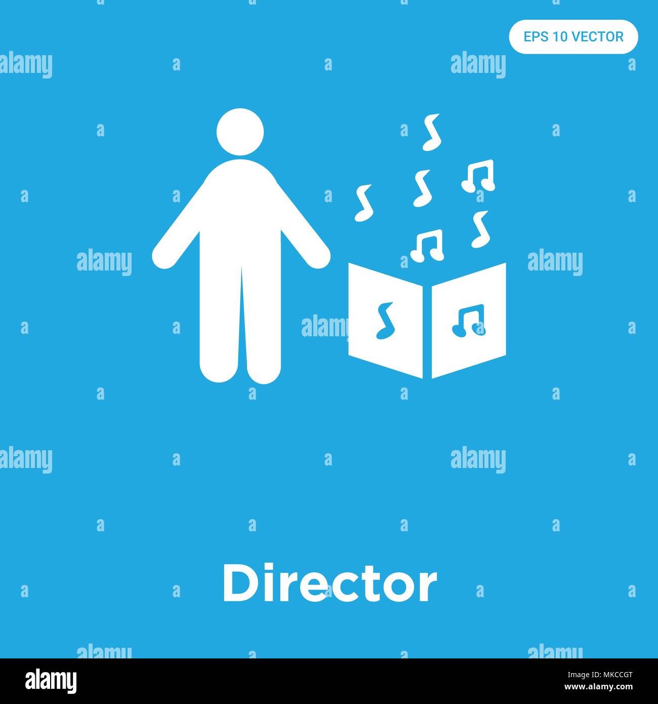 Director vector icon isolated on blue background, sign and symbol Stock ...