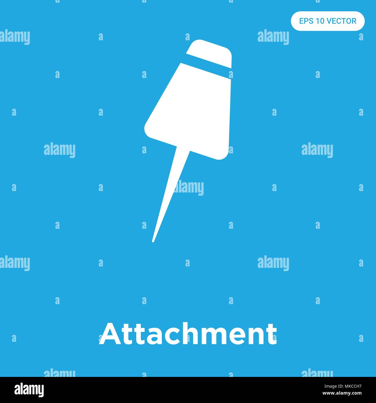 Attachment vector icon isolated on blue background, sign and symbol ...