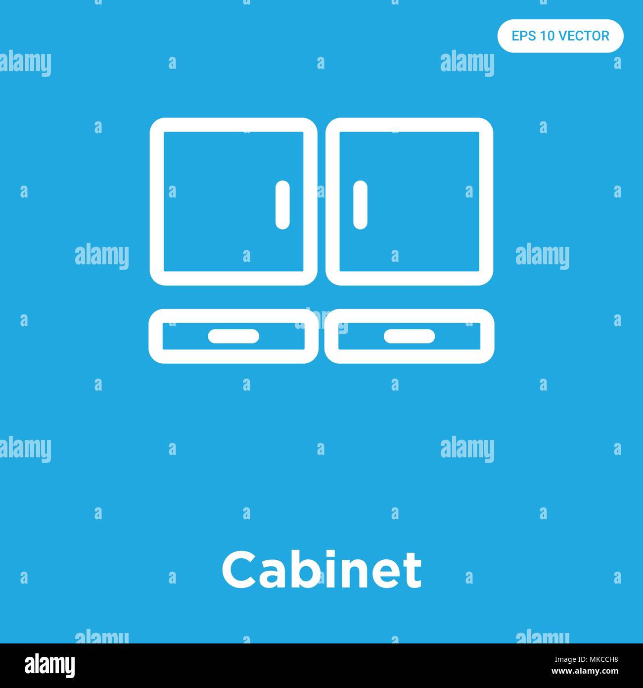 Cabinet vector icon isolated on blue background, sign and symbol Stock ...