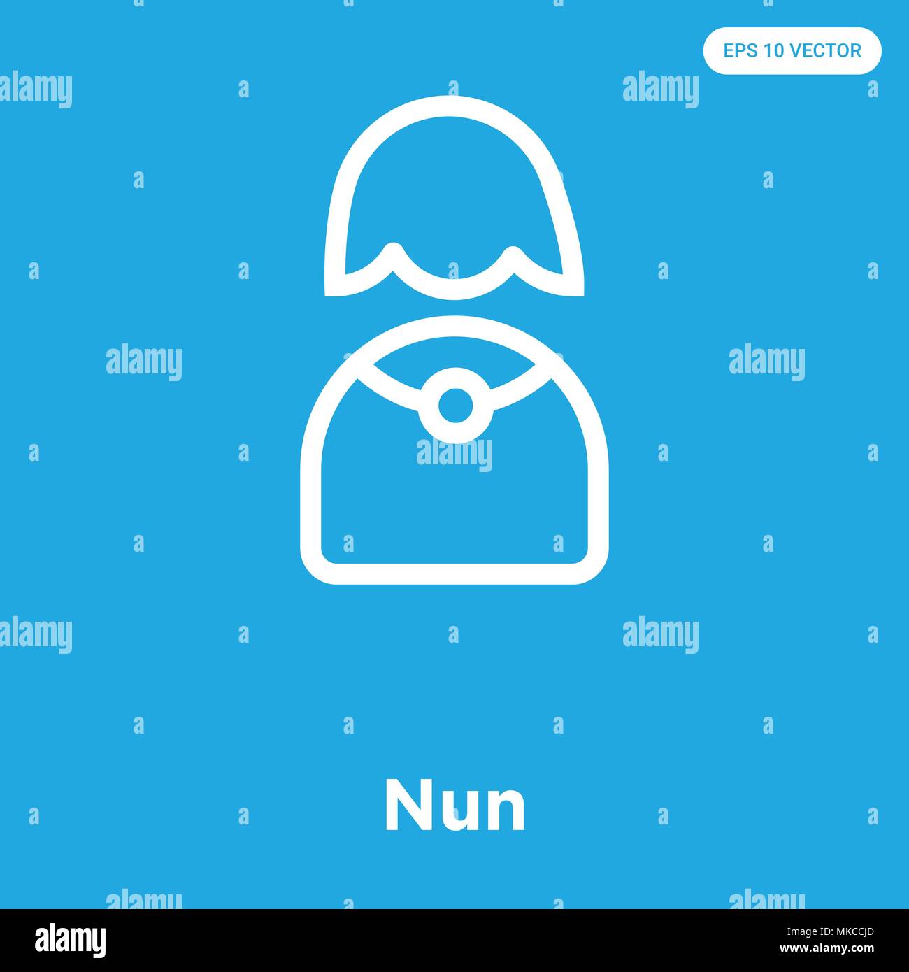 Nun vector icon isolated on blue background, sign and symbol Stock ...