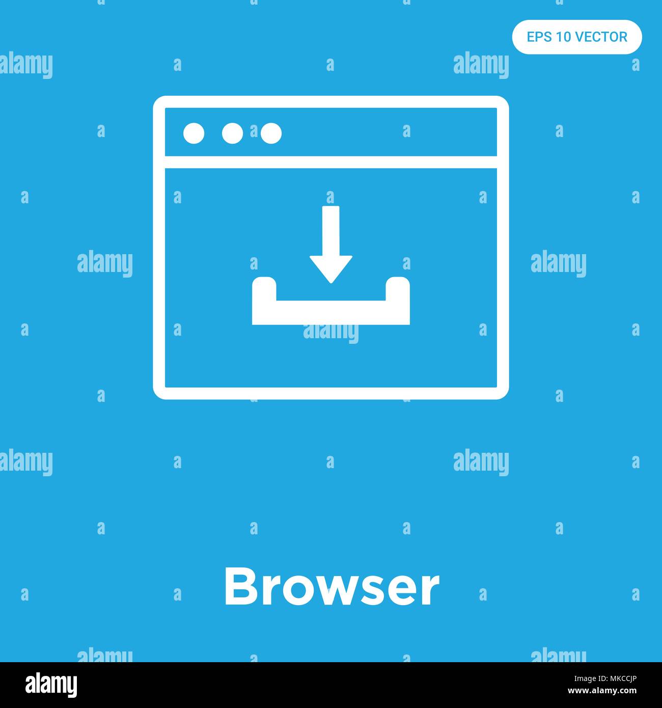 Browser vector icon isolated on blue background, sign and symbol Stock ...